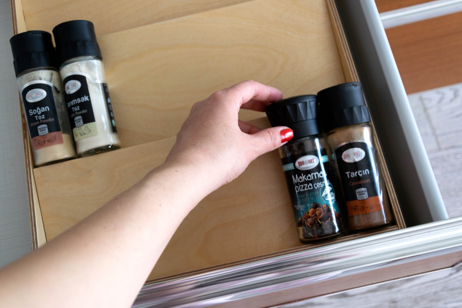 Birch Drawer Spice Organizer, Spice Rack for Kitchen Drawers, 3 Tier ...