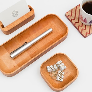 Wooden Paper Clip Holder, Small Desk Tray, Paper Clip Cup, Beech ...