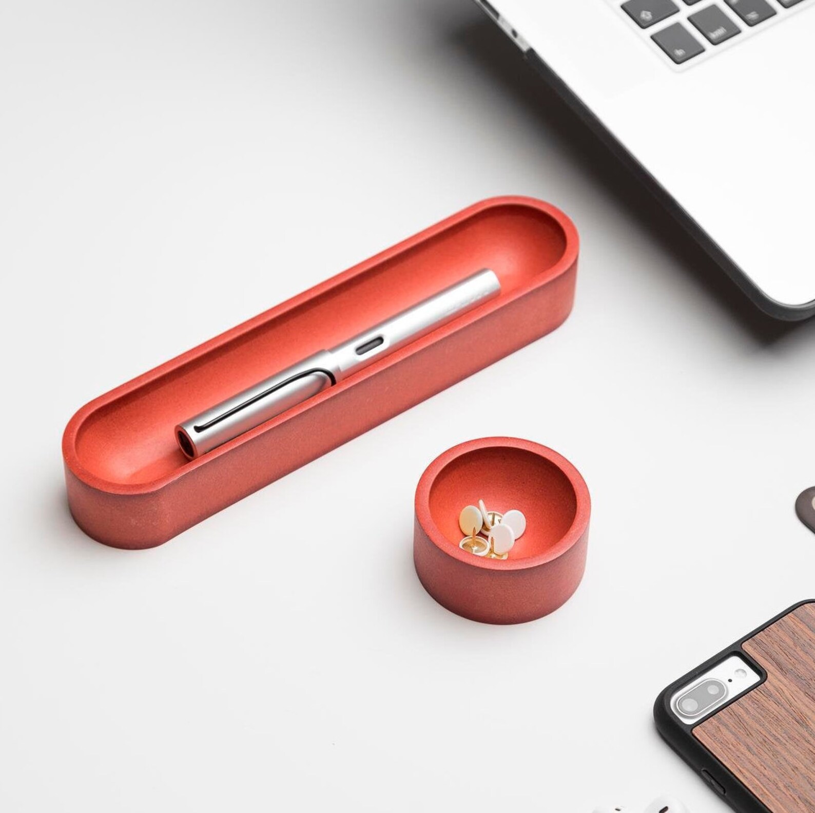Red Desk Organization Set of Two Office Desktop Accessories - Etsy