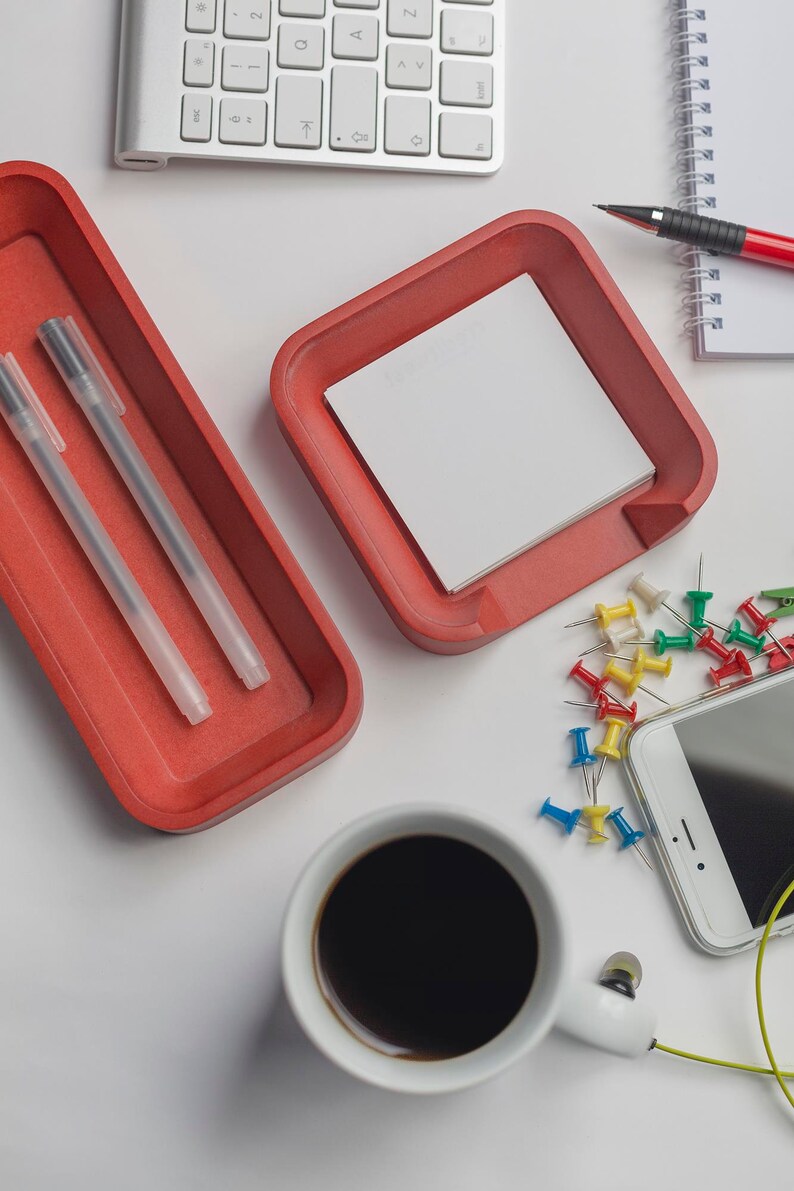 Red Pencil Holder, Red Desk Decor, Desktop Organizer, Red Office ...