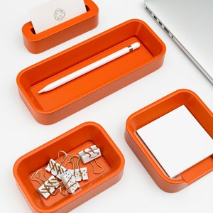 Orange Desk Accessories, Office Desk Tidy, Orange Office Decor, Home ...