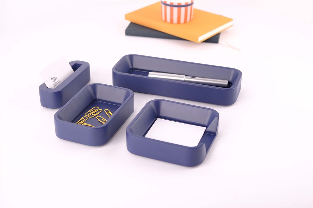 Navy Blue Desk Organizer Set Set of Four - Etsy