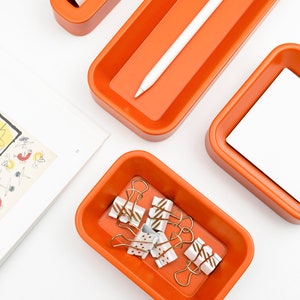 Orange Desk Accessories, Office Desk Tidy, Orange Office Decor, Home ...