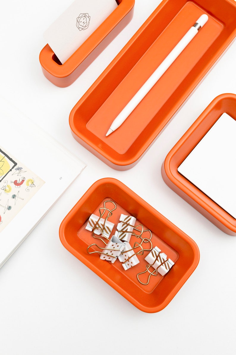 Orange Desk Accessories Office Desk Tidy Orange Office - Etsy