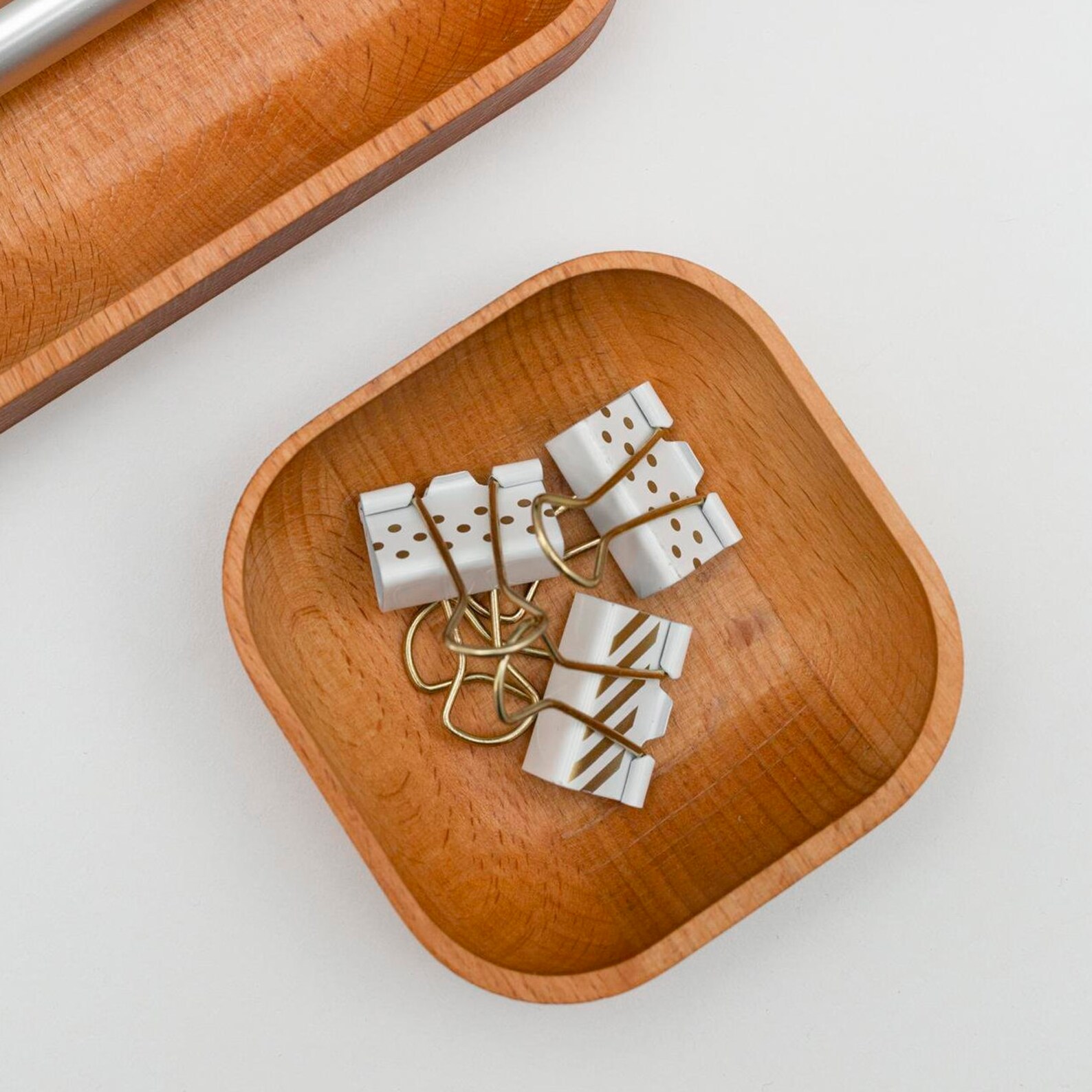 Wooden Paper Clip Holder, Small Desk Tray, Paper Clip Cup, Beech ...