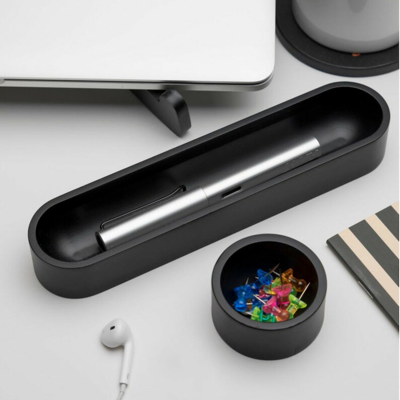 Small Black Paper Clip Holder Round Paper Clip Cup Wooden - Etsy