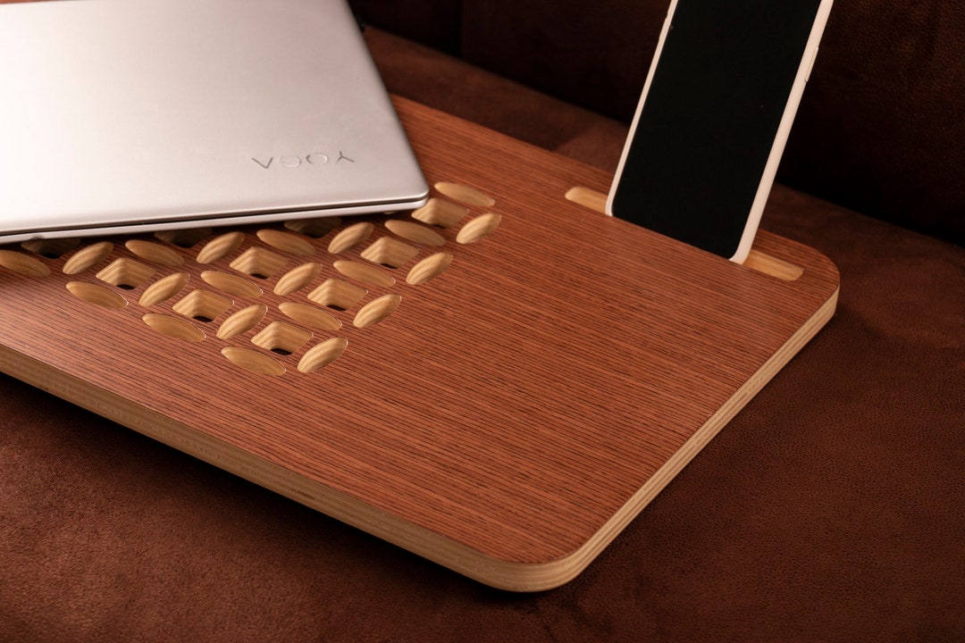 Wooden Lap Desk With Air Holes, Portable Lightweight Lap Tray for Couch ...