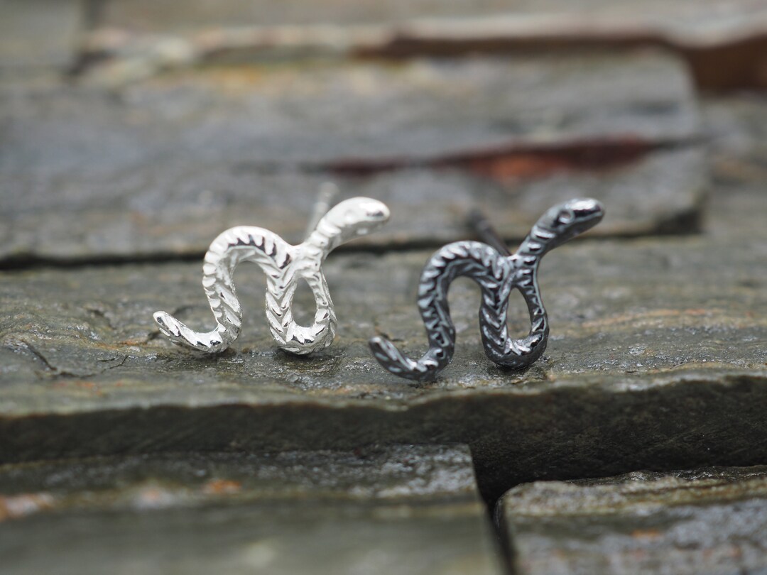 Small Snake Earrings , 925 Sterling Silver, Snake Stud Earrings ,snake ...