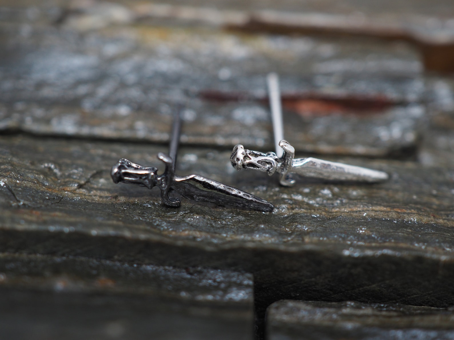 Silver Stud Earrings ,knife, Sword, Dagger Cartilage Stud Earrings, 925 ...