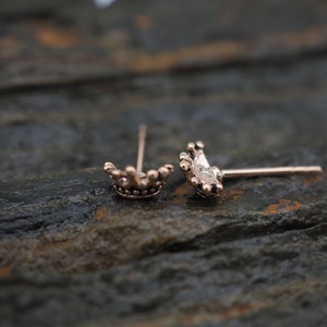 Silver Mini Crown Earrings , 925 Sterling Silver, Crown Stud Earrings ...