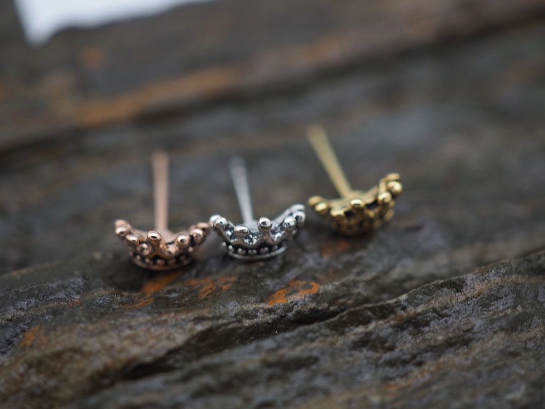 Silver Mini Crown Earrings , 925 Sterling Silver, Crown Stud Earrings ...