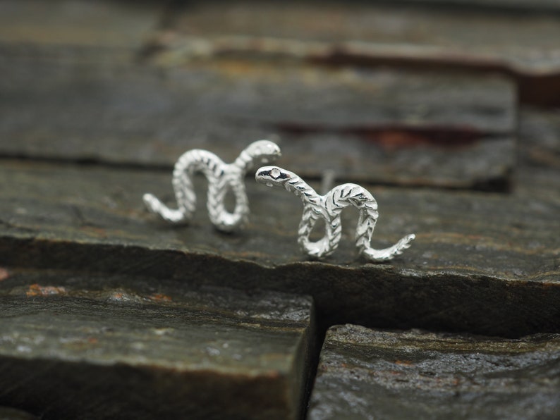 Small Snake Earrings 925 Sterling Silver Snake Stud | Etsy