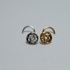 Pentacle Nose Stud, Sterling Silver Nose Stud / Nose Ring, Jewelry Nose ...