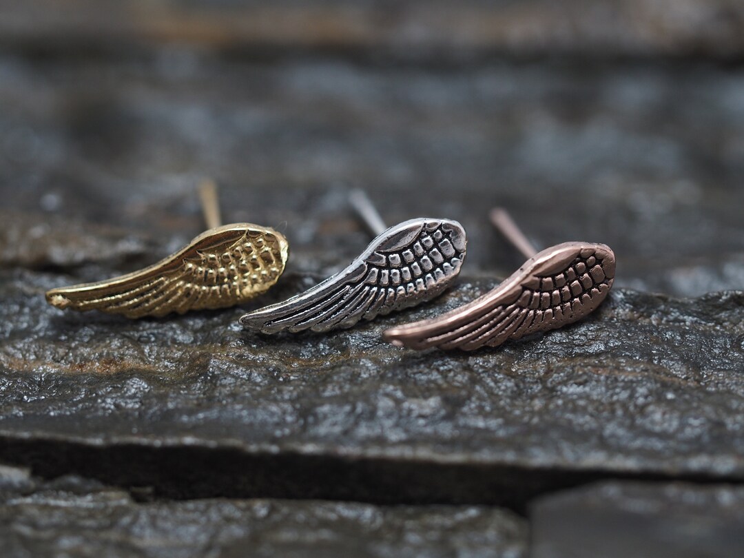 Angel Wing Stud Earrings Silver, Tiny Angel Wing , 925 Sterling Silver ...
