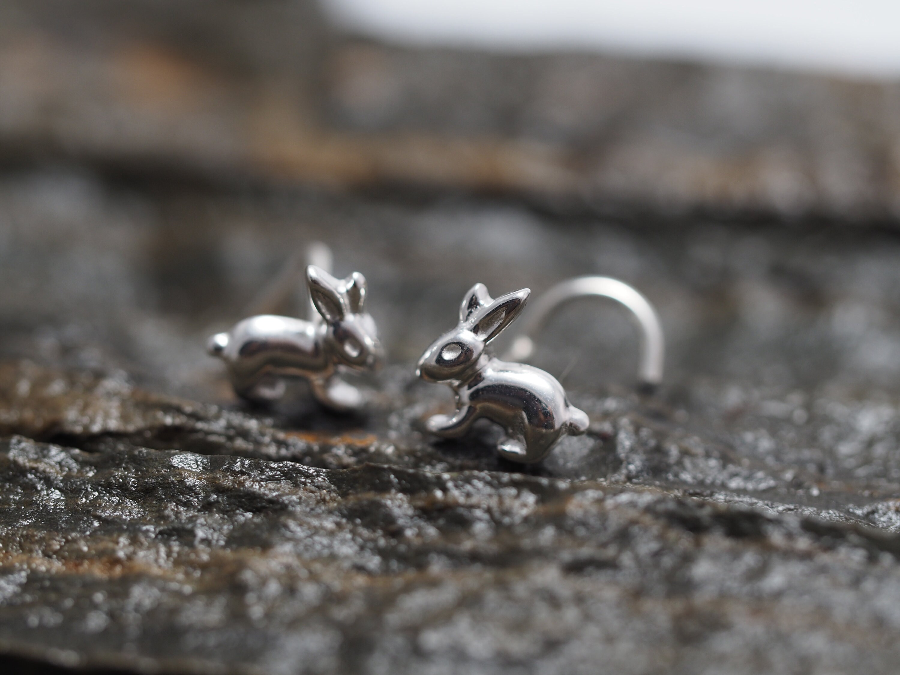 Bunny Rabbit Sterling Silver Nose Stud / Nose Screw Jewelry | Etsy