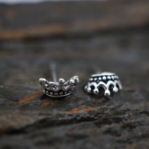 Silver Mini Crown Earrings , 925 Sterling Silver, Crown Stud Earrings ...