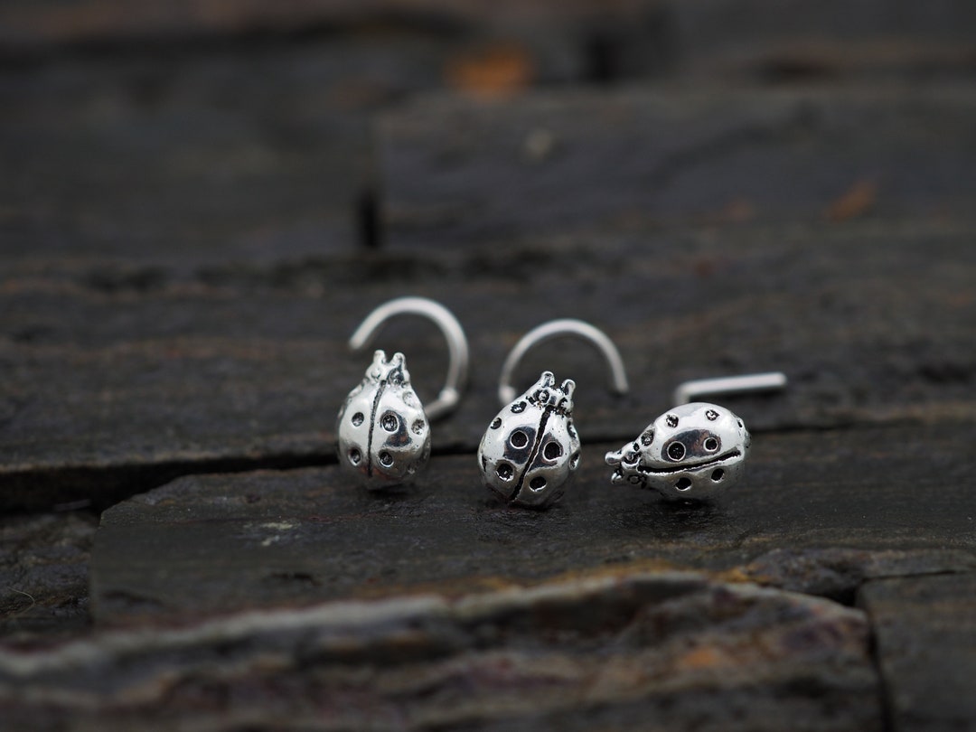 Sterling Silver Ladybug Nose Stud: 18g/20g Insect Piercing - Etsy