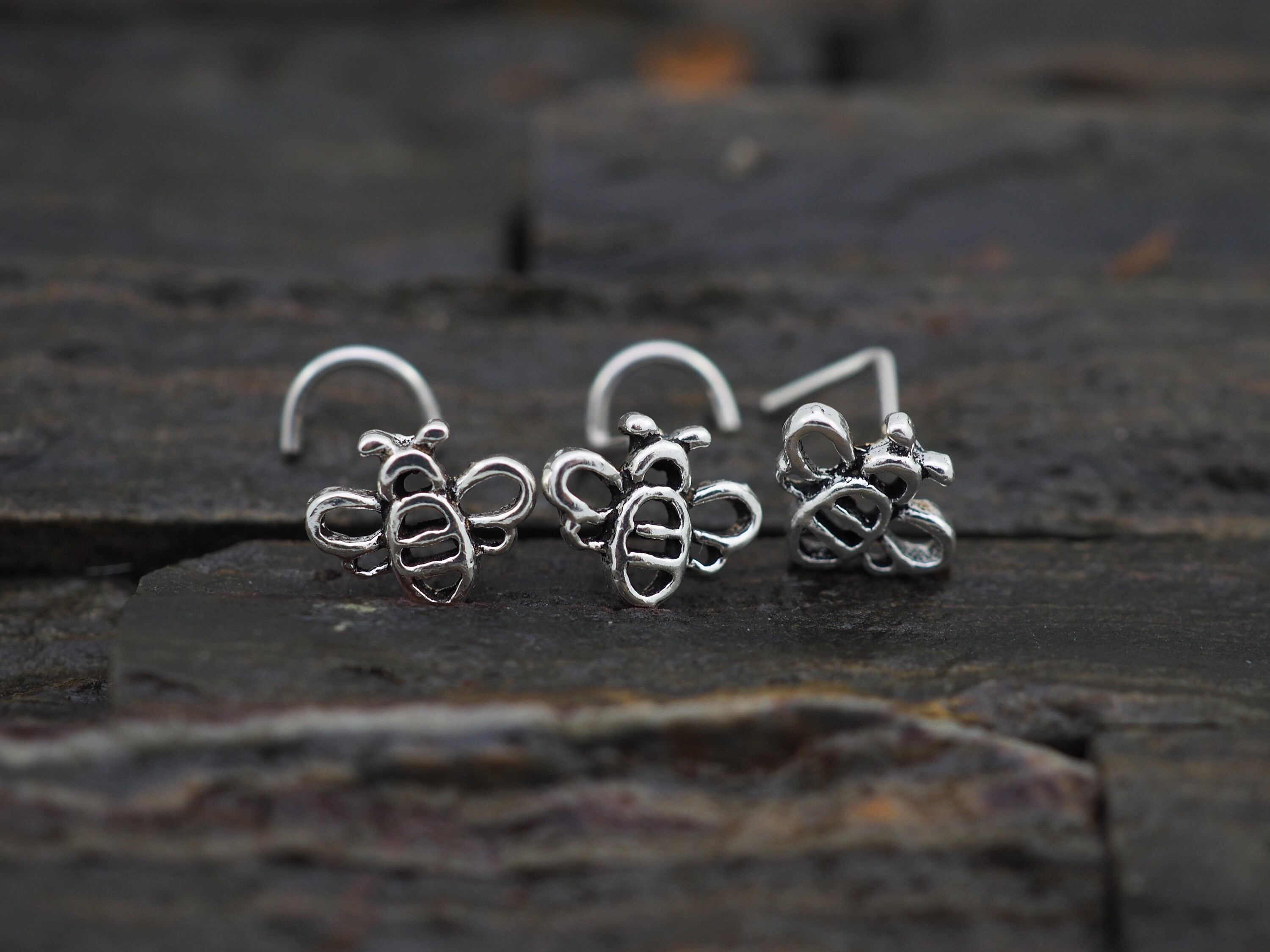 Bee Nose Stud 925 Sterling Silver Bee Nose Screw Pierced | Etsy