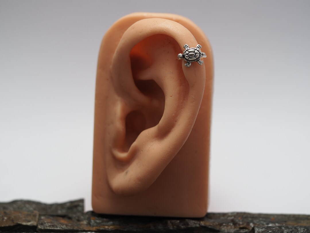 Sterling Silver Turtle Helix Hoop Earring: 16g, 18g Cartilage Piercing ...