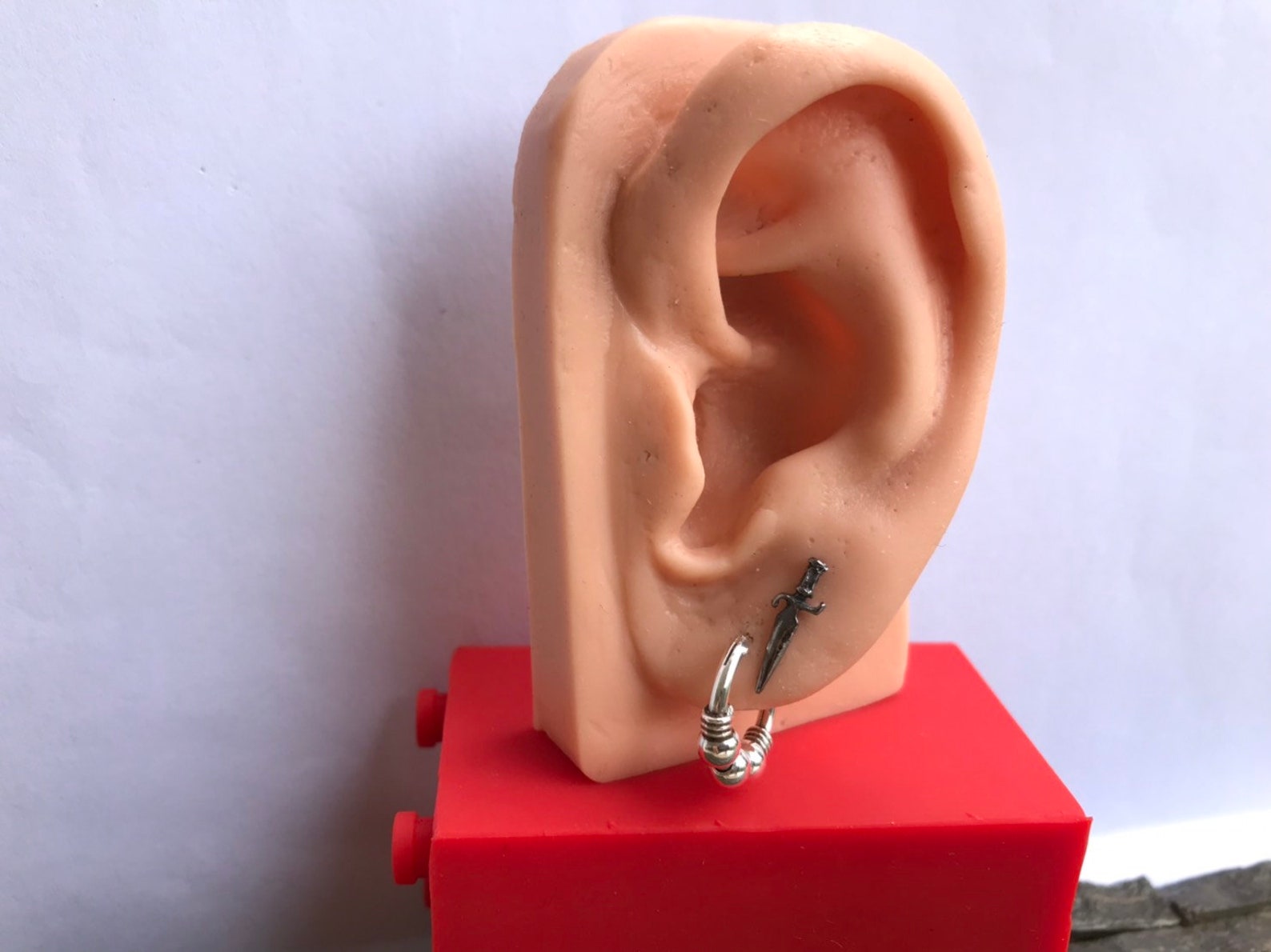 Silver Stud Earrings ,knife, Sword, Dagger Cartilage Stud Earrings, 925 ...