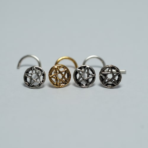Pentacle Nose Stud Sterling Silver Nose Stud / Nose Screw - Etsy