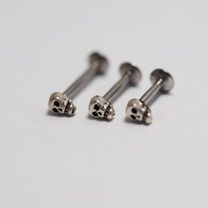 Sterling Silver Skull -20g, 18g,16g Surgical Stainless Steel Labret ...