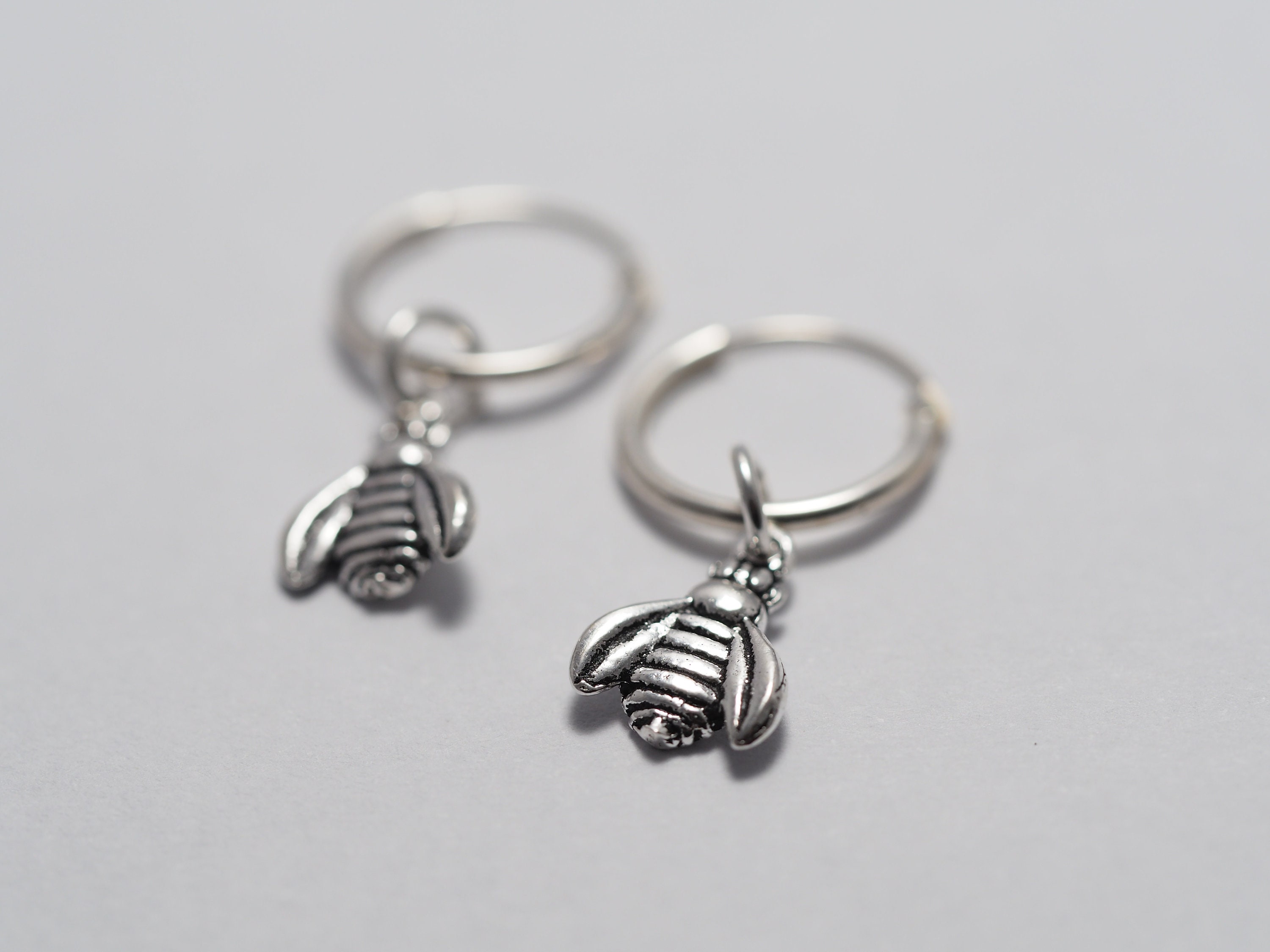 Bee Earrings Silver Insect 925 Sterling Silver Earrings - Etsy
