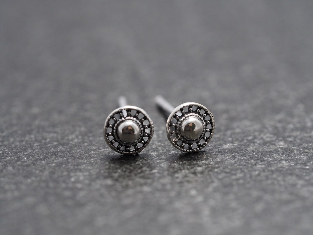 UFO Stud Earrring, 925 Sterling Silver, Minimal Jewelry, Silver Stud ...