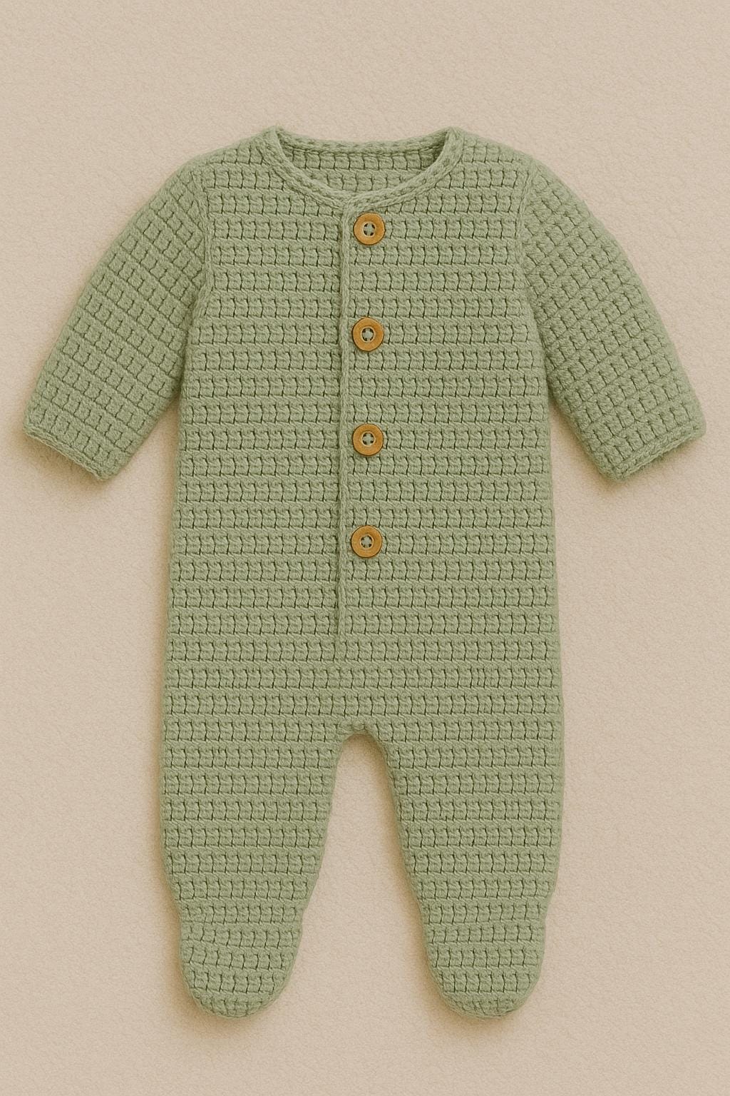 Handmade Crochet Baby Sleep Suit – Soft Sage Green - Etsy
