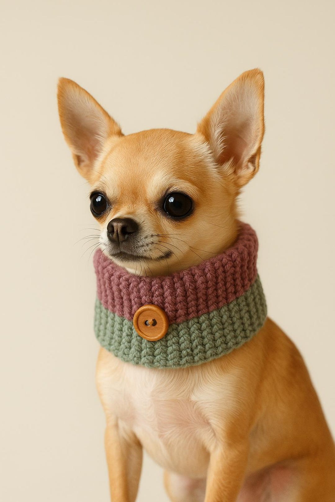 Handmade Two-tone Crochet Dog Neck Warmer – Ribbed Button Cowl for ...
