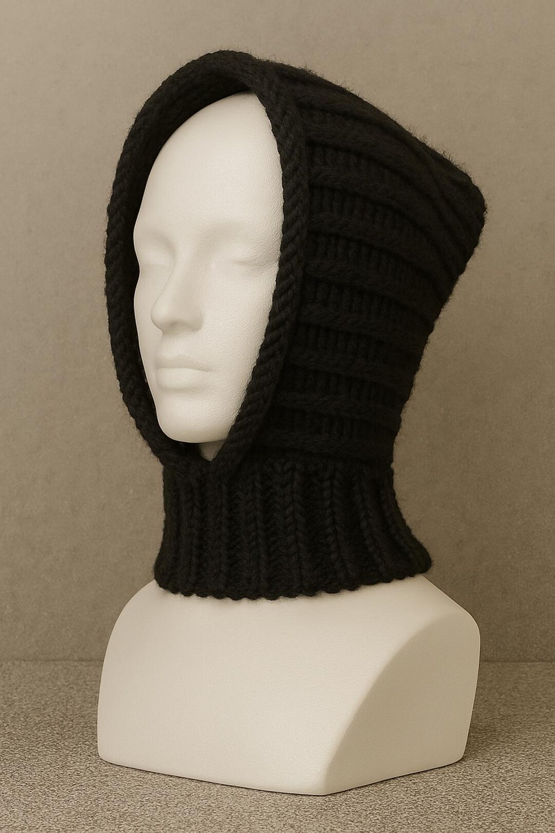 Handmade Crochet Hood – Cozy Winter Balaclava Style Cowl - Black - Etsy