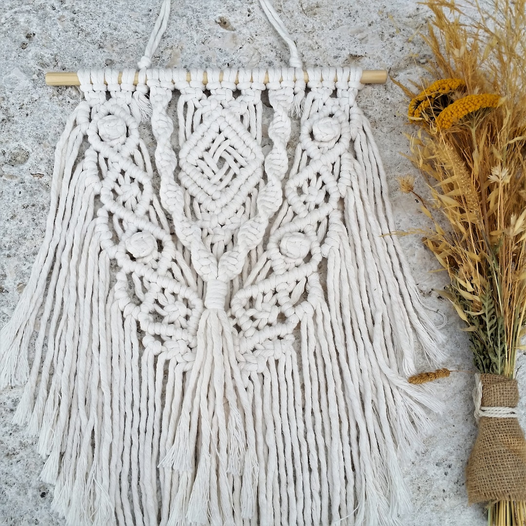 ELLA Macramé Wall Hanging Fluffy Macrame White Scandi Bohemian Romantic ...
