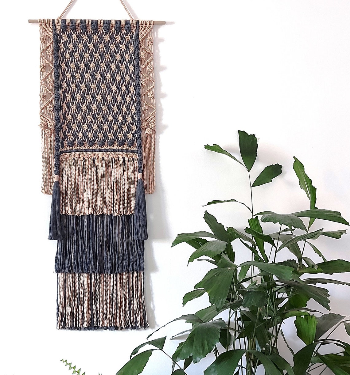 CELINE Long Macramé Wall Hanging Narrow Macrame Tall Macramé - Etsy