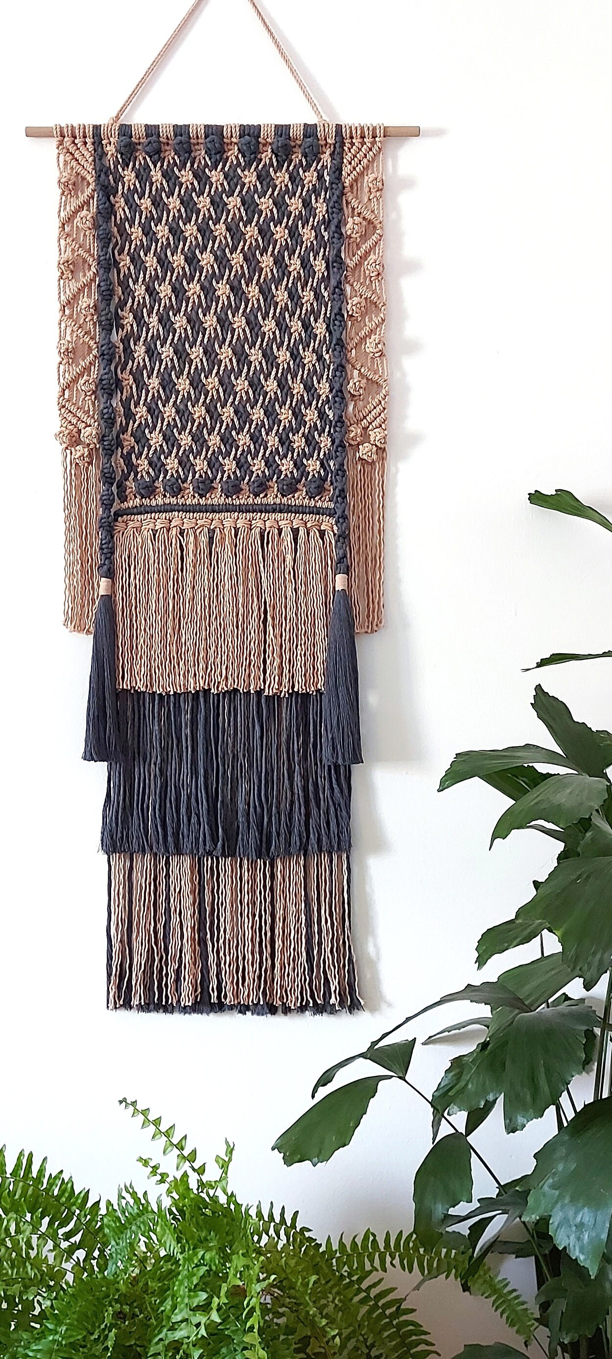 CELINE Long Macramé Wall Hanging Narrow Macrame Tall Macramé - Etsy