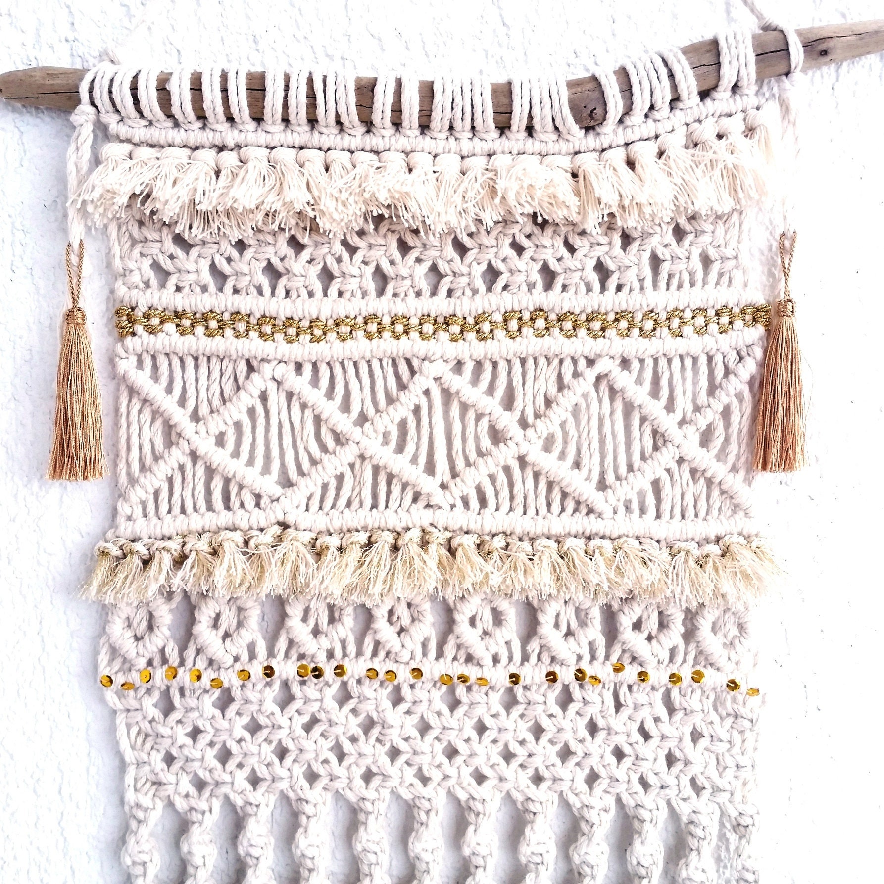 HANDIRA Gold Macramé Wall Hanging Moroccan Wedding Blanket Moroccan ...