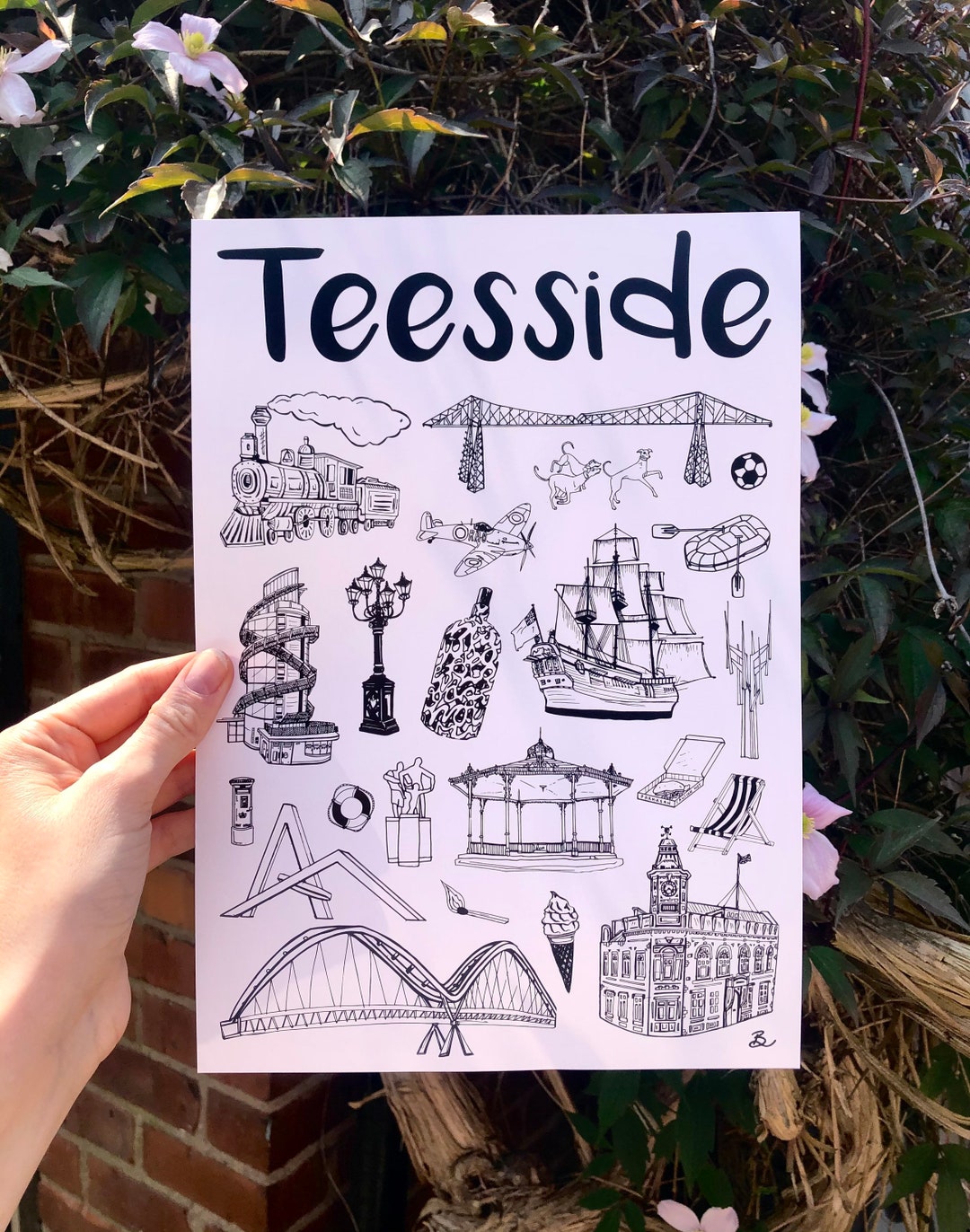 Teesside Landmarks, Illustration, Print, Gift, New Home, Present Idea ...
