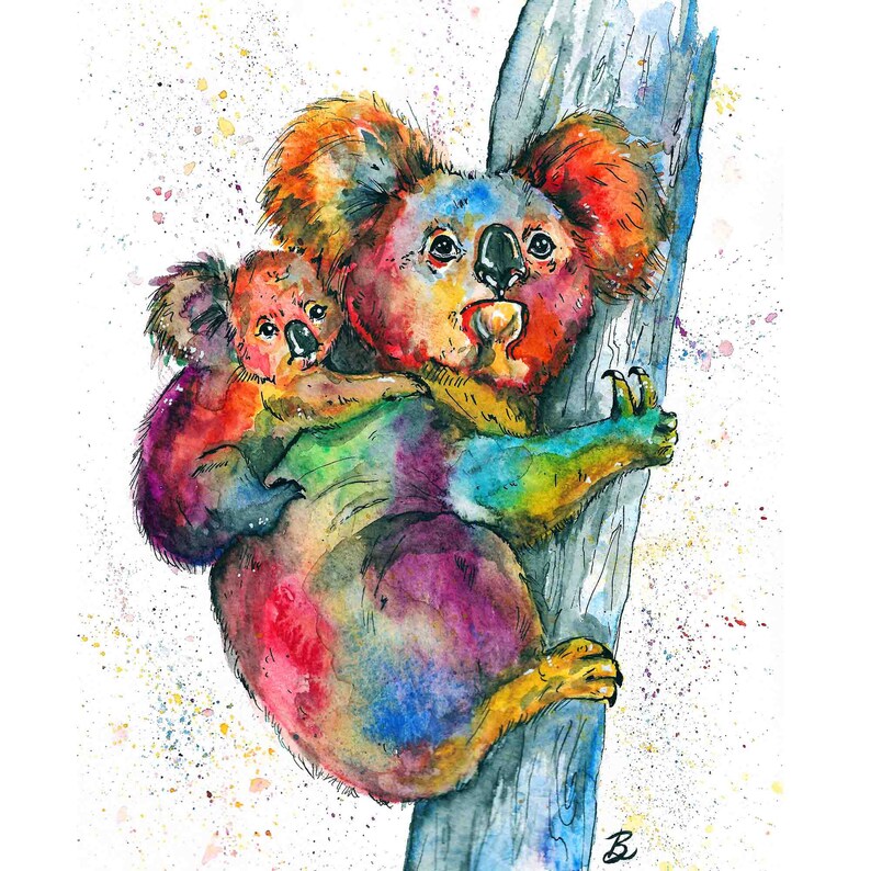 Animal Print A4, Mother and Baby Koala Watercolour, Painting, New House ...