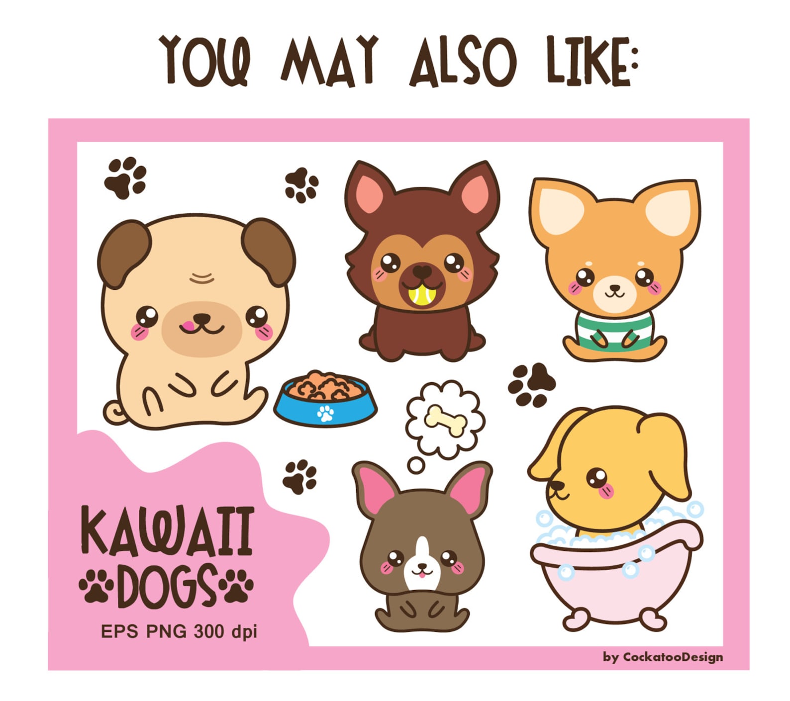 Kawaii dog clipart cute dog clipart kawaii toy dog clipart | Etsy