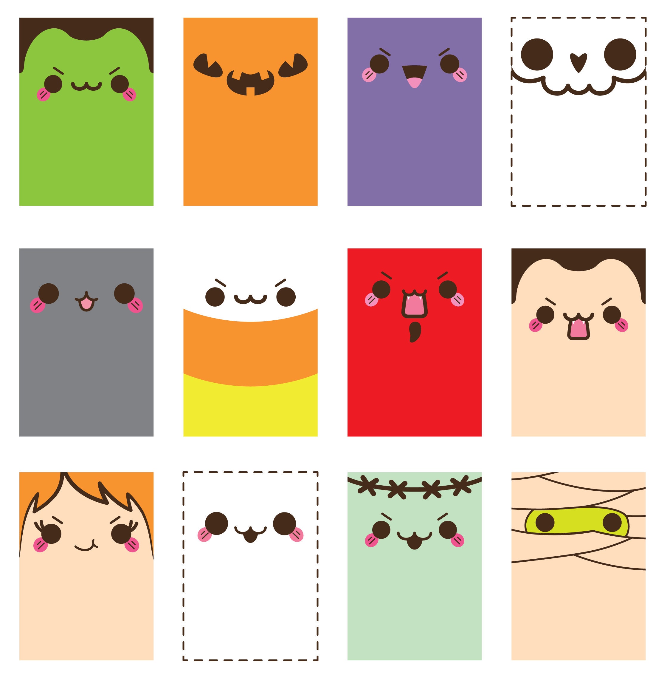 Kawaii Halloween Clipart Halloween Tag Halloween Printables - Etsy