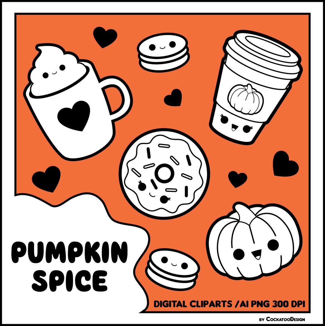 Coffee Clipart, Coffee Digital Stamp, Pumpkin Spice Digital Stamp, Fall ...