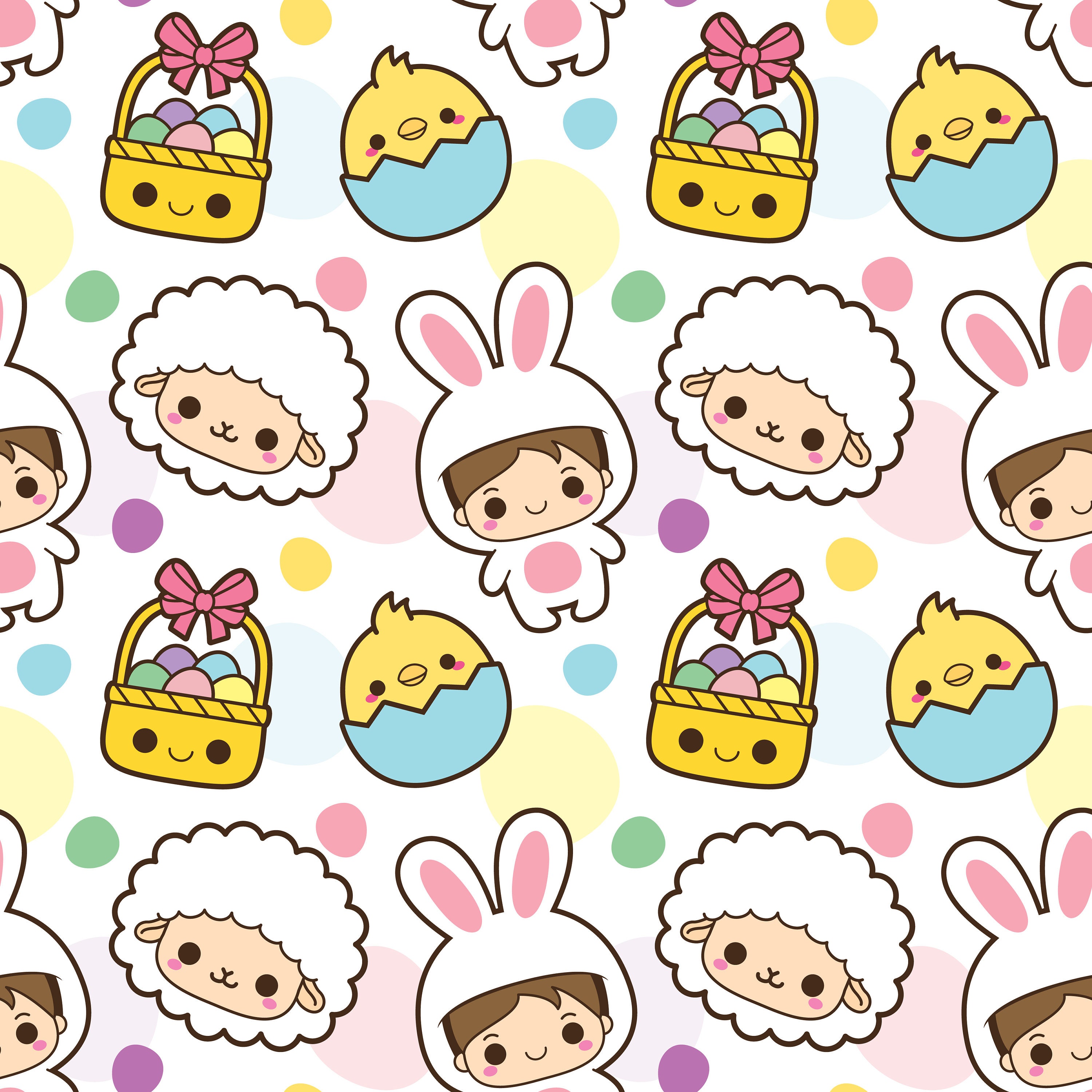 Kawaii Easter Clipart, Easter Kids Clip Art, Easter Clipart, Easter ...