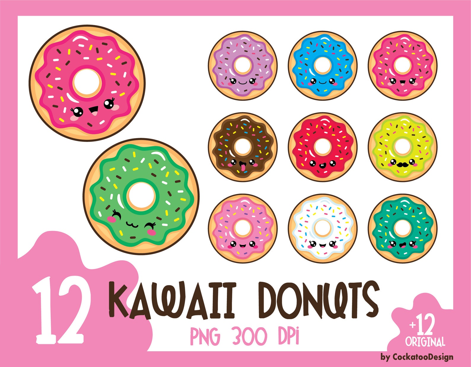 Donut Clipart Kawaii Clip Art Donuts Clip Art Kawaii Donut - Etsy Denmark