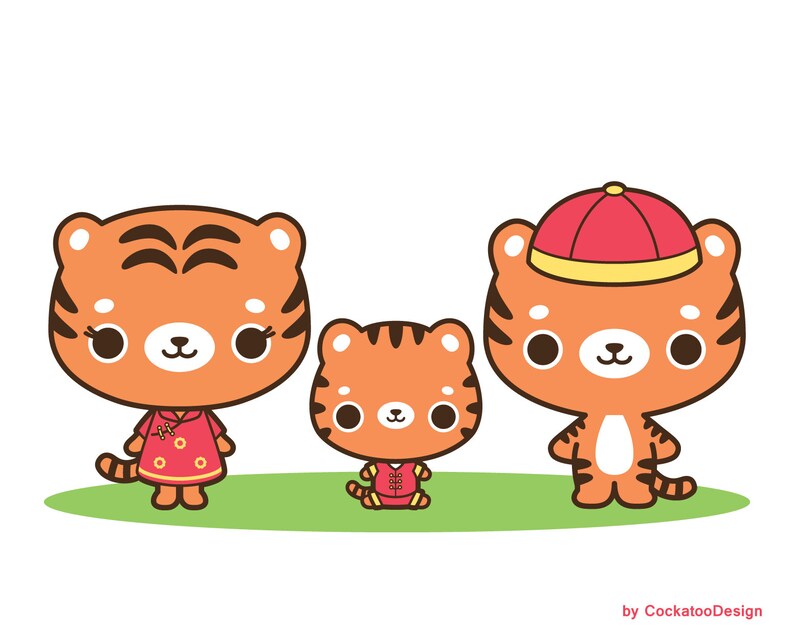 Chinese New Year Clipart New Year Tiger Clipart Lunar New - Etsy