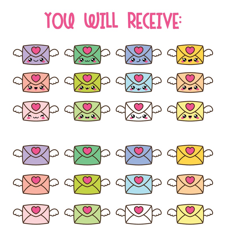 Kawaii Clip Art Love Letter Clipart Valentines Day Clipart - Etsy