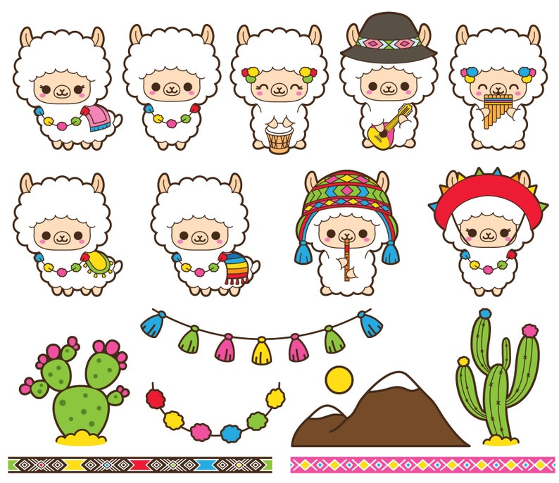 Kawaii llama clipart kawaii alpaca clipart kawaii llama clip - Etsy México