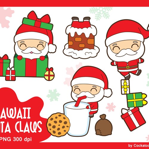 Santa Claus Clipart Christmas Clipart Kawaii Christmas | Etsy