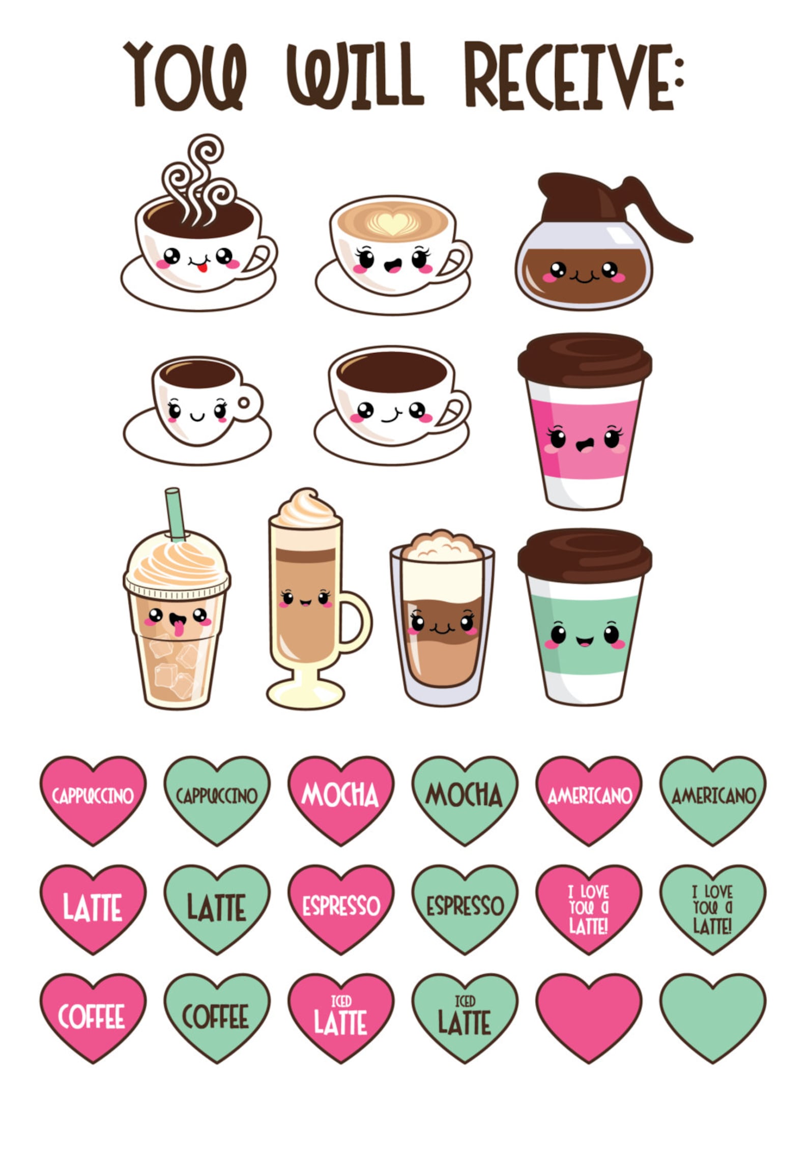 Coffee Clipart Kawaii Coffee Clipart Cute Coffee Clipart - Etsy