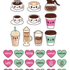 Coffee Clipart, Kawaii Coffee Clipart, Cute Coffee Clipart, Kawaii ...