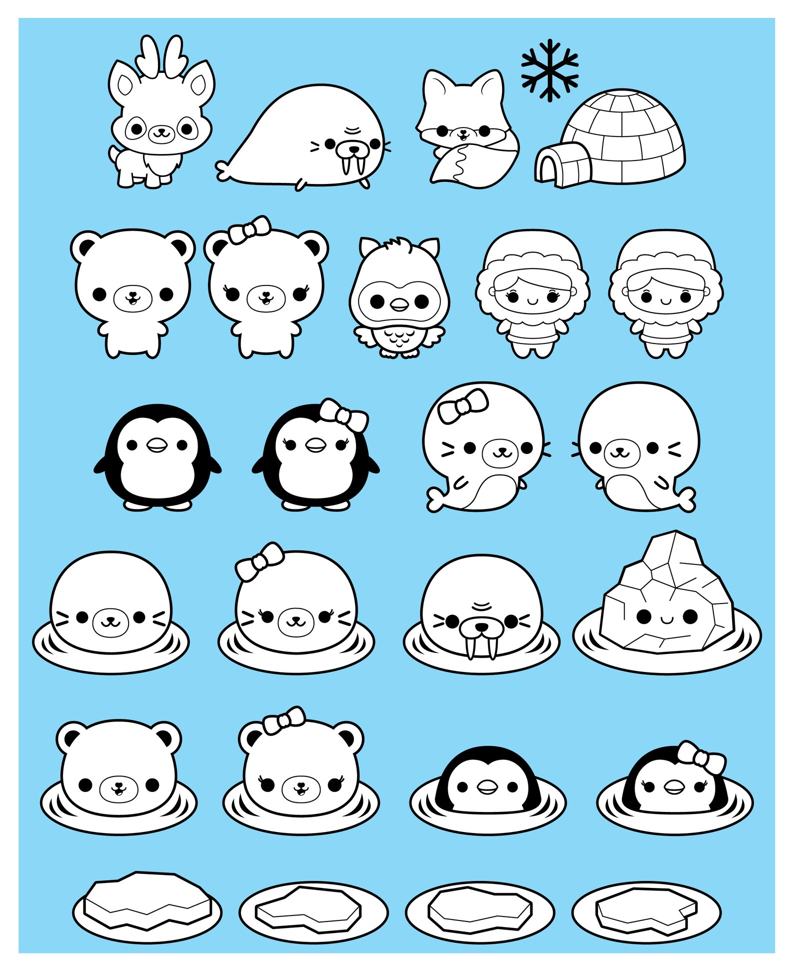 Digital Stamps, Penguin Digital Stamp, North Pole Digital Stamp, Polar ...