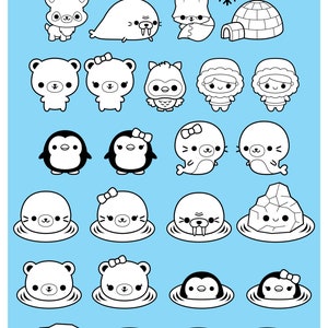 Digital Stamps, Penguin Digital Stamp, North Pole Digital Stamp, Polar ...